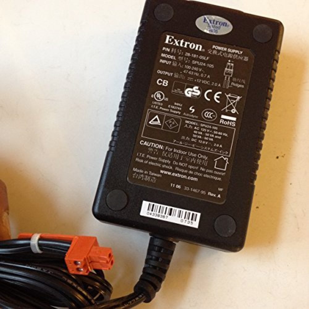 EXTRON POWER SUPPLY, 12V, 2A, SPU24-105, (PLEASE NOTE THE ORANGE ...